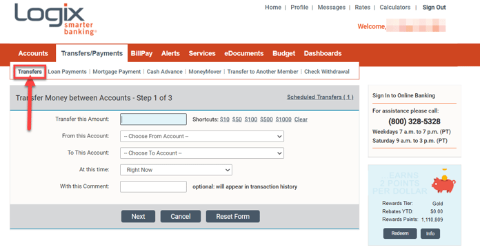 Online Banking: How to Transfer Funds Between Logix Accounts